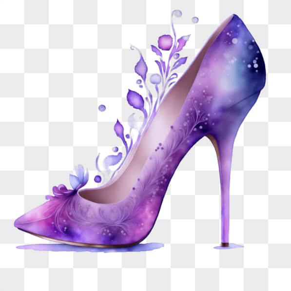Download Purple High-Heeled Shoe with Floral Design PNGs Online ...
