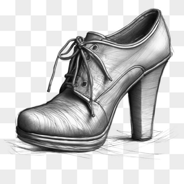 Pobierz narzędzie Elegancki Czarno-Biały Rysunek Buta na Wysokim ...