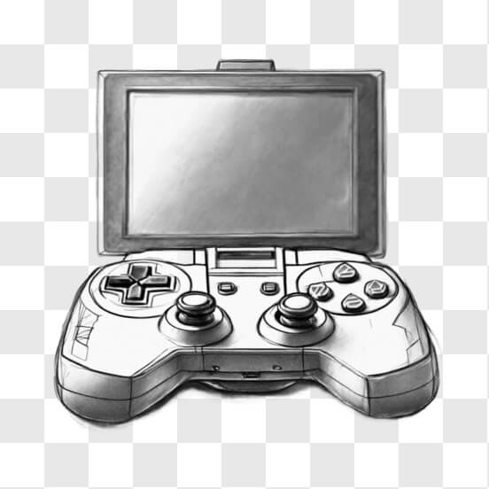 Download Old-School Game Controller Drawing in Black and White Sketches ...