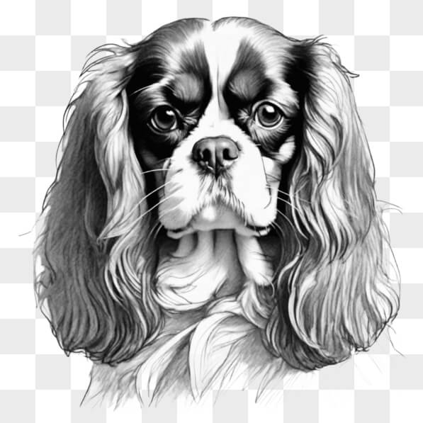 Download Black and White Drawing of English Cocker Spaniel's Head ...