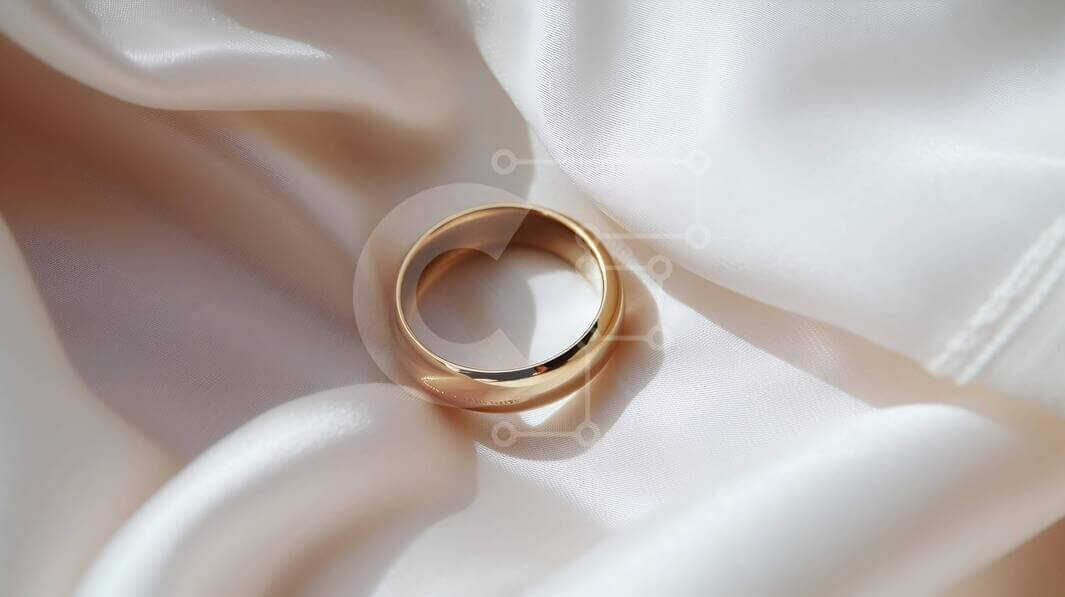 Gold Wedding Ring on White Satin - Perfect for Engagements or Weddings ...