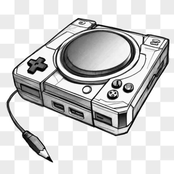 Download Old-School Game Controller Drawing in Black and White Sketches ...