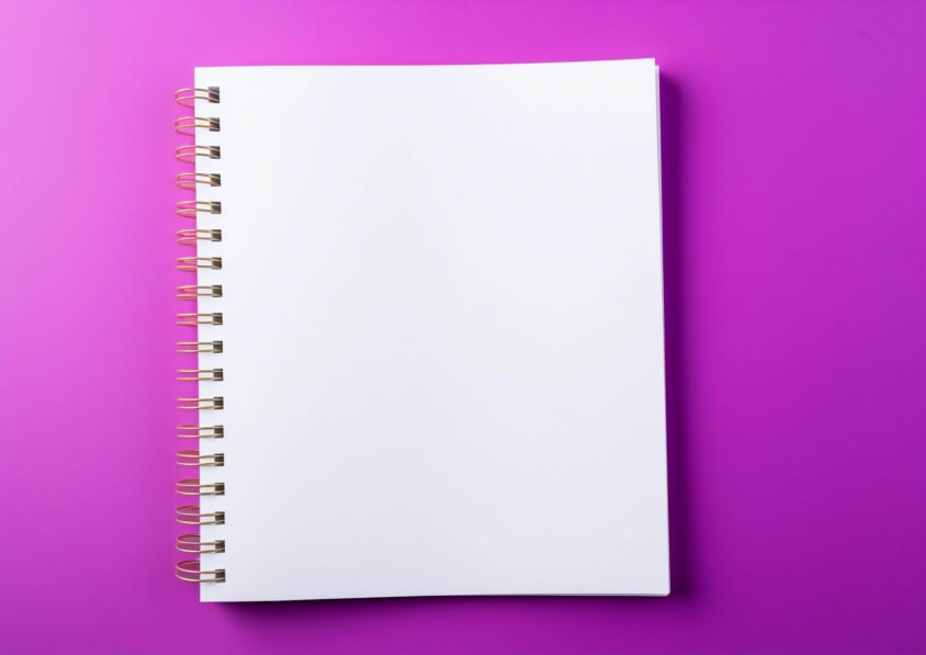 Download White Spiral Notebook on Purple Background Mockups Online ...