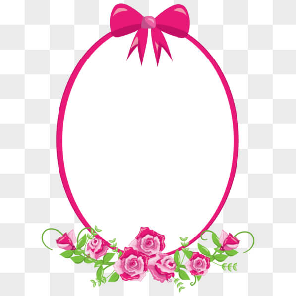 Download Pink Roses Oval Frame with Bow PNGs Online - Creative Fabrica