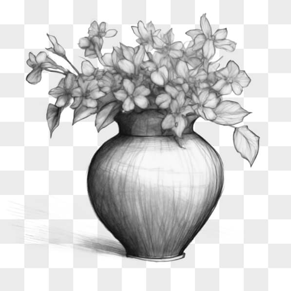 Download Detailed Pencil Drawing of Flowers in Vase Sketches Online ...