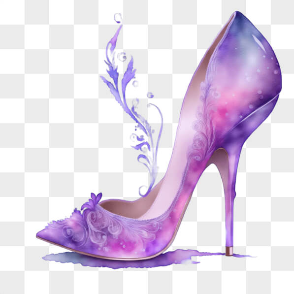Download Purple High Heel Shoe with Floral Designs PNGs Online ...