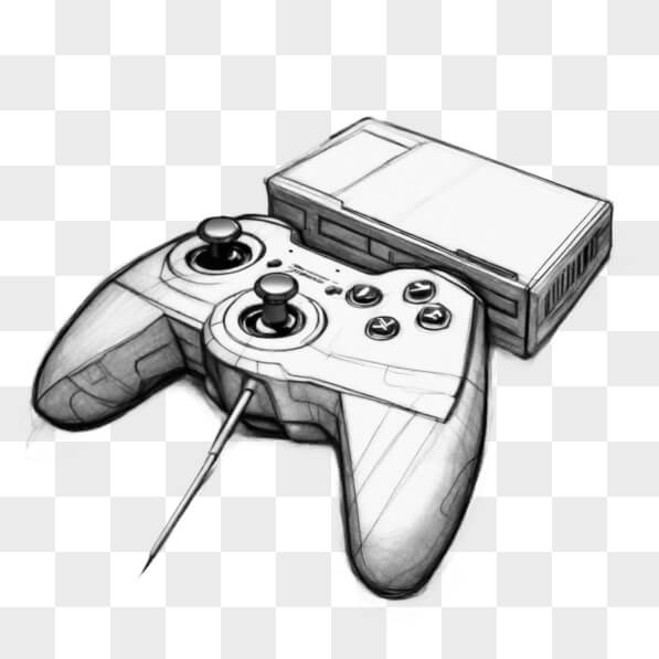 Download Black and White Xbox Controller on Gaming Console Sketches ...