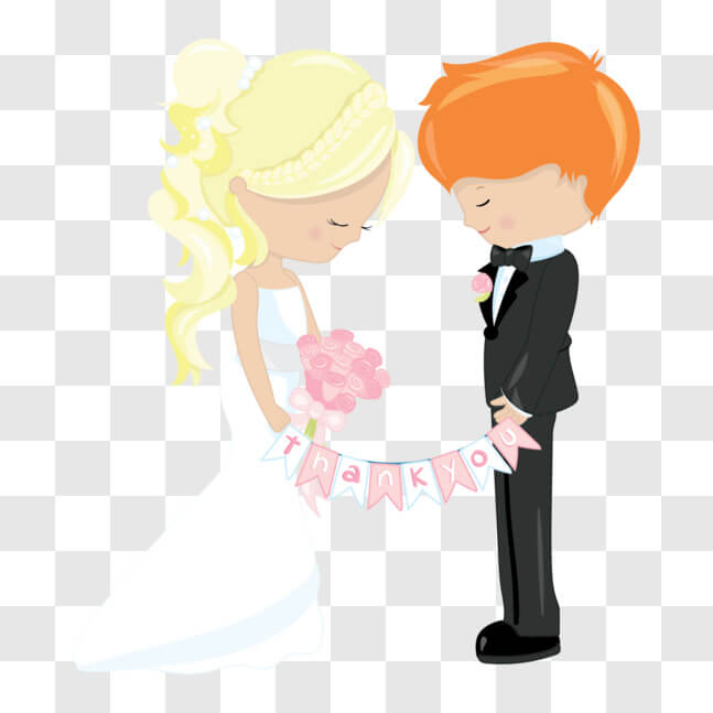 Download Joyful Bride and Groom with 'We're Getting Married' Banner PNG ...