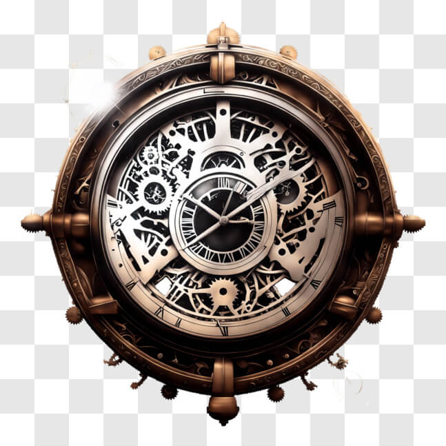 Download Intricate Clock with Gears and Hands PNG Online - Creative Fabrica