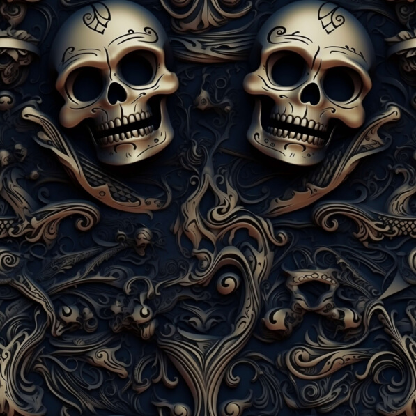 Download 3D Gold Skulls Art Piece on Black Background Patterns Online ...