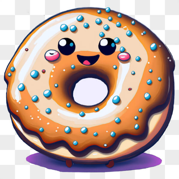 Download Cute Cartoon Donut with Blue and Pink Sprinkles PNGs Online ...