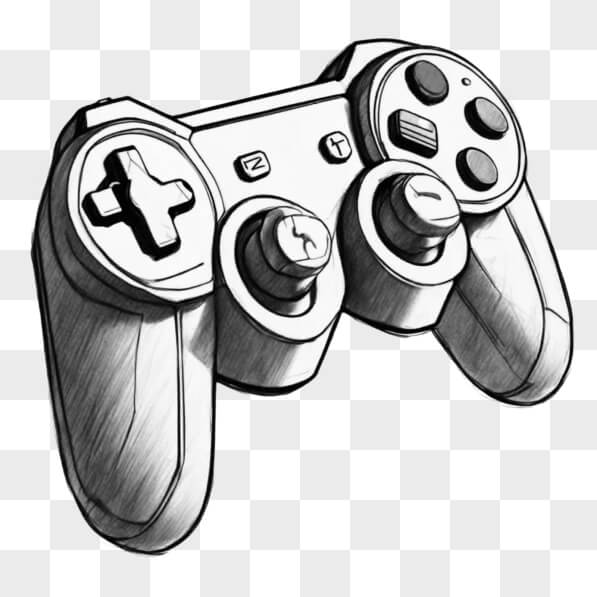 Download Black and White Drawing of Analog Video Game Controller ...