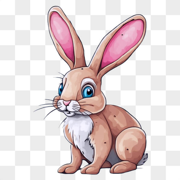 Download Cartoon Rabbit with Blue Eyes and Pink Ears on Black ...