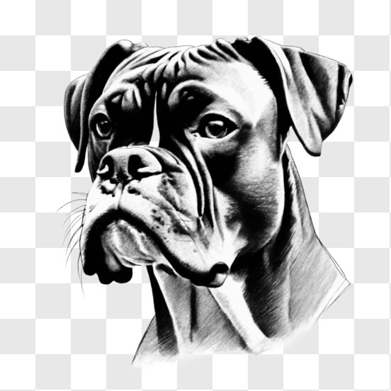 Download Detailed Black and White Drawing of a Boxer Dog Sketches ...