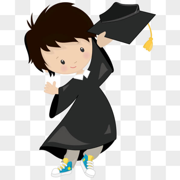 Download Young Boy Celebrating Graduation with Cap and Gown PNGs Online ...