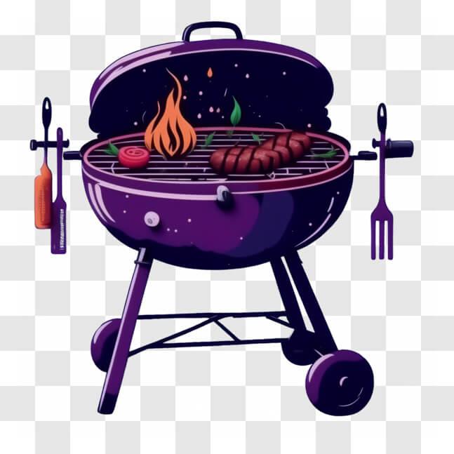 Download Delicious Outdoor Cooking with a Purple BBQ Grill PNG Online ...