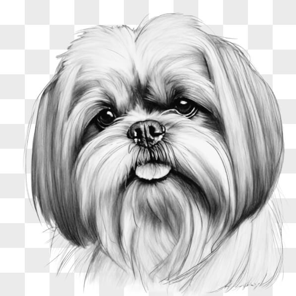 Download Black and White Drawing of a Shih Tzu Dog Sketches Online ...