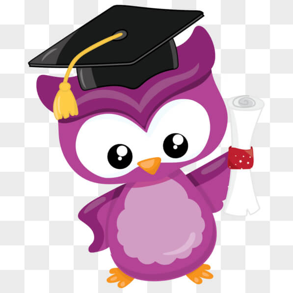 Download Cute Purple Owl Graduation with Academic Document PNGs Online ...