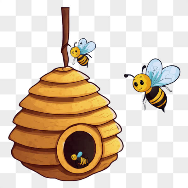 Download Two Bees Flying Around a Honeybee House Cartoons Online ...
