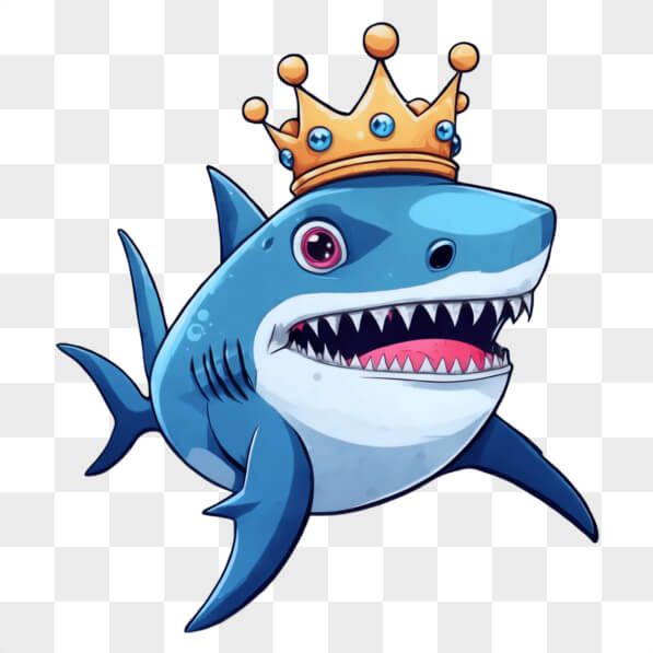 Download Cartoon Shark with Crown Cartoons Online - Creative Fabrica