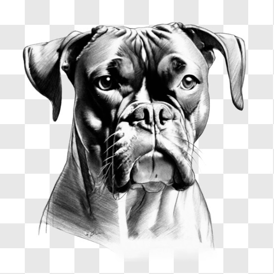 Download Detailed Black and White Drawing of a Boxer Dog Sketches ...