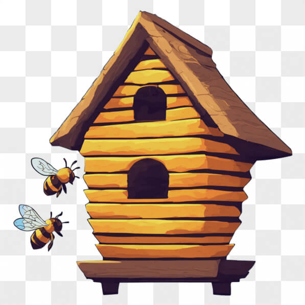 Download Wooden Beehive House with Birds Cartoons Online - Creative Fabrica