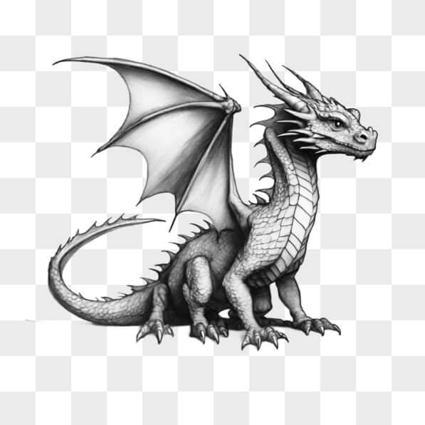 Télécharger Dessin de Dragon Noir et Blanc avec Ailes Déployées ...