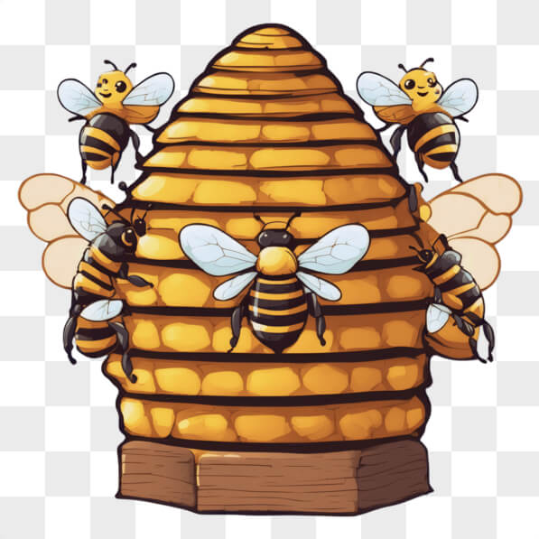Download Honey Bee Hive with Flowers and Bees Cartoons Online ...