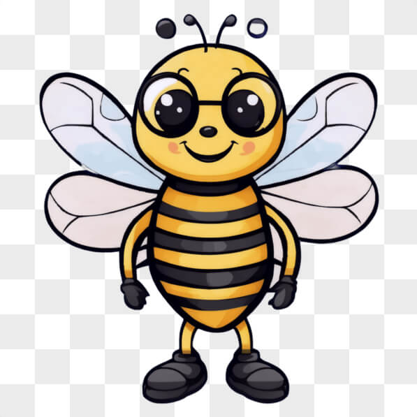 Download Cartoon Bee with Glasses and Outstretched Arms Cartoons Online ...