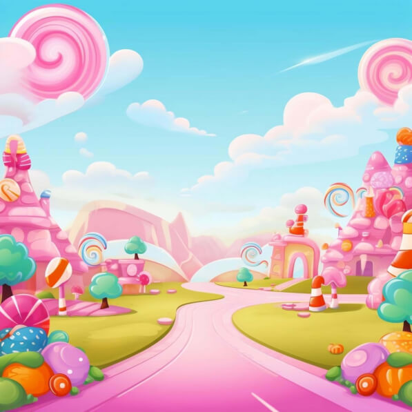 Download Colorful Candy Land Landscape with Lollipops and Sweet Treats ...