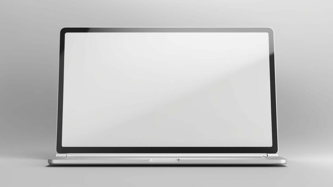Download Floating Laptop Computer With Empty Screen Mockups Online Creative Fabrica