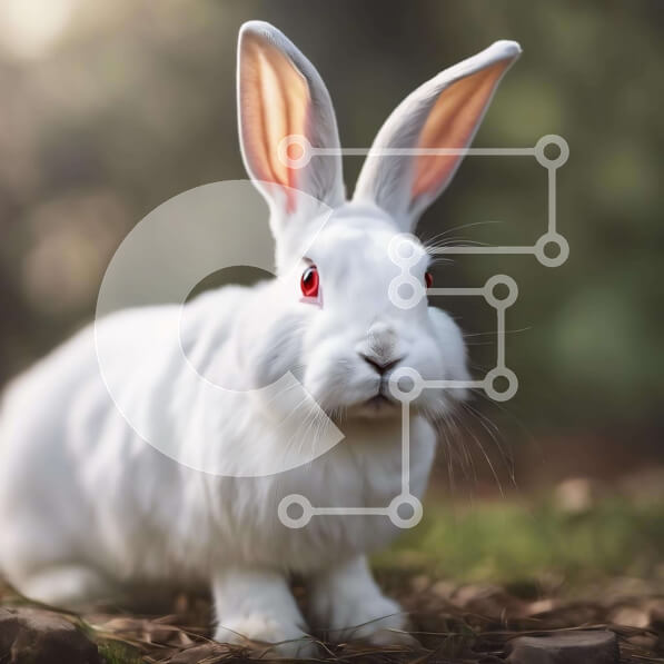 Curioso Conejo Blanco con Ojos Rojos fotos de archivo | Creative Fabrica