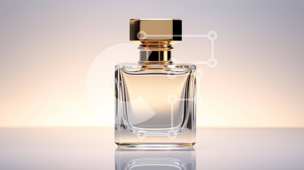 Elegant Clear Perfume Bottle with Gold Cap stock photo | Creative Fabrica