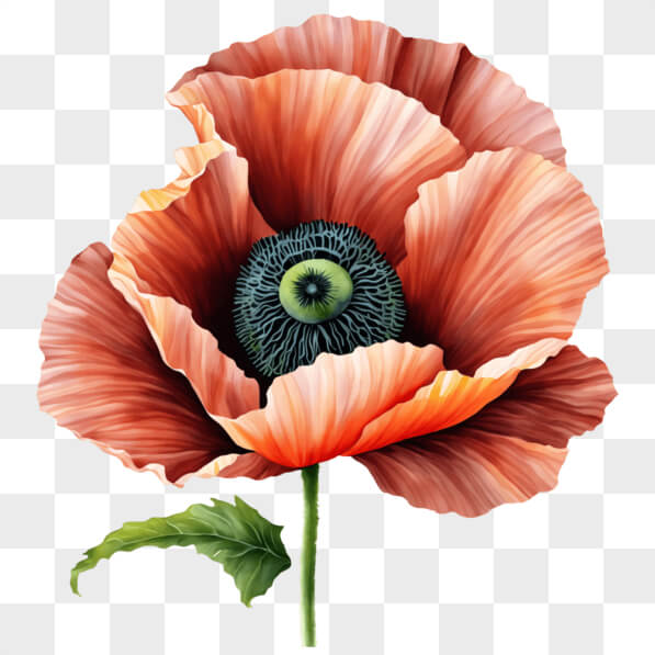 Download Orange Poppy Flower Painting on Black Background PNGs Online ...