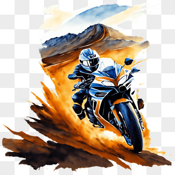 Download Motorcycle Rider in the Desert on an Orange Motorcycle PNGs ...