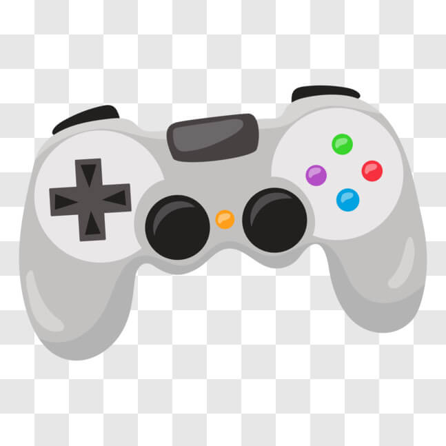Download White Gaming Controller with Colorful Buttons PNG Online ...