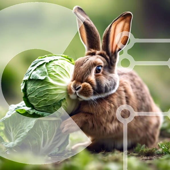 Adorable Bunny Rabbit Enjoying Cabbage in the Grass stock photo ...