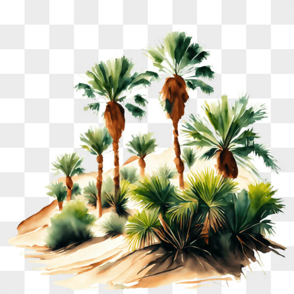 Download Desert Palm Trees Painting PNGs Online - Creative Fabrica