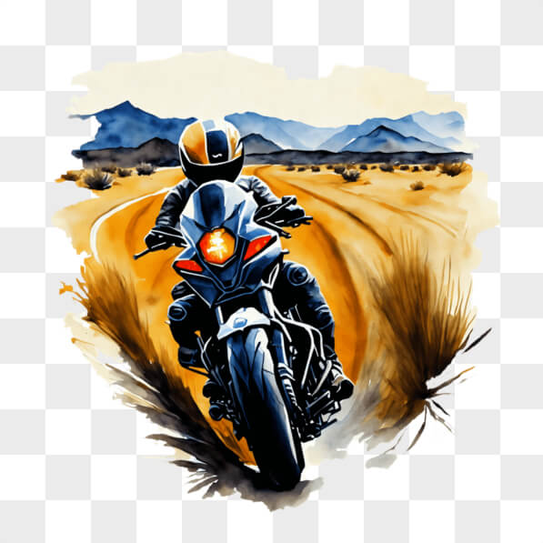 Download Motorcycle Rider in the Desert with Mountains PNGs Online ...