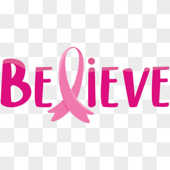 Download Pink Believe Ribbon for Breast Cancer Awareness PNGs Online ...