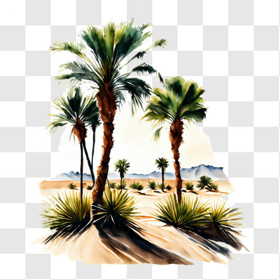 Download Tropical Palm Trees Painting on Beach PNGs Online - Creative ...