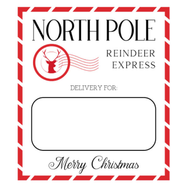 Download North Pole Reindeer Express Delivery Label for Merry Christmas ...