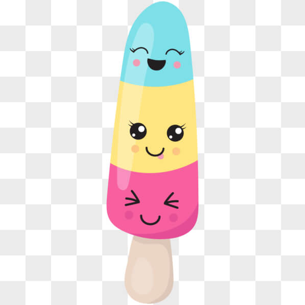 Download Cute and Colorful Ice Cream Popsicle with Smiling Faces and ...