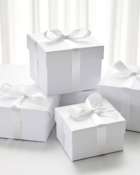Download Elegant White Gift Boxes with Ribbons Mockups Online ...