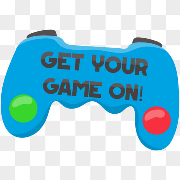 Download Blue Video Game Controller with 'Get Your Game On' Text PNGs ...