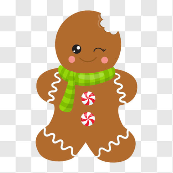 Download Cute Gingerbread Man with Balloon and Candy Canes PNGs Online ...
