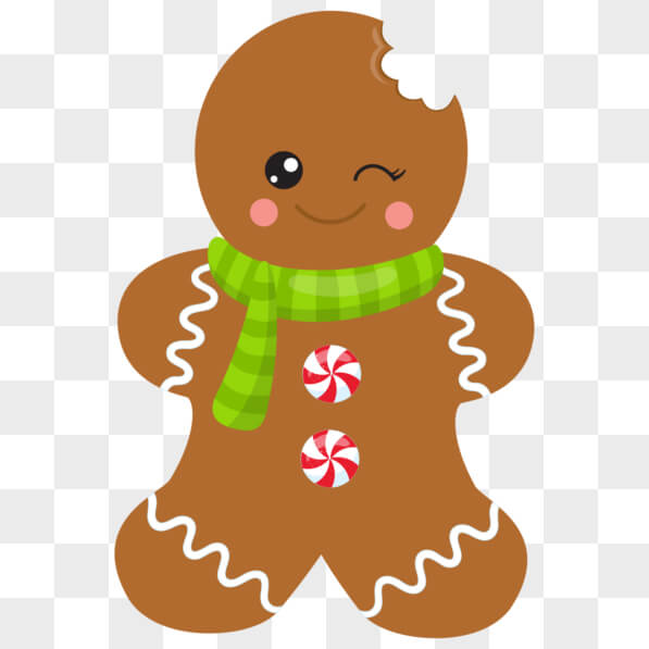 Download Happy Gingerbread Man with Candy Canes and Scarf PNGs Online ...