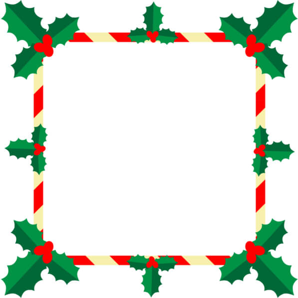 Download Square Christmas Frame with Holly Leaves and Candy Canes ...
