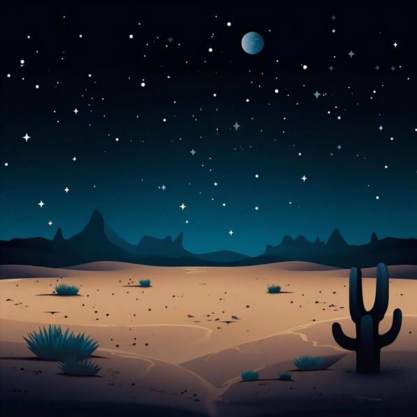 Download Nighttime Desert Landscape with Stars and Cactus Plants ...