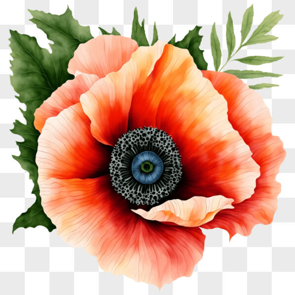 Download Orange Poppy Flower on Black Background PNGs Online - Creative ...